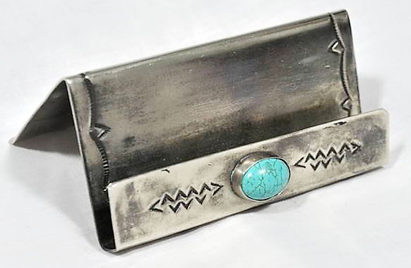 J. Alexander WJA-080-1 Silver Turquoise Business Card Holder SS24 ...
